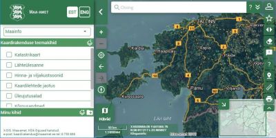 X-GIS 2 kasutajaliides | Geoportaal | Maa- ja Ruumiamet